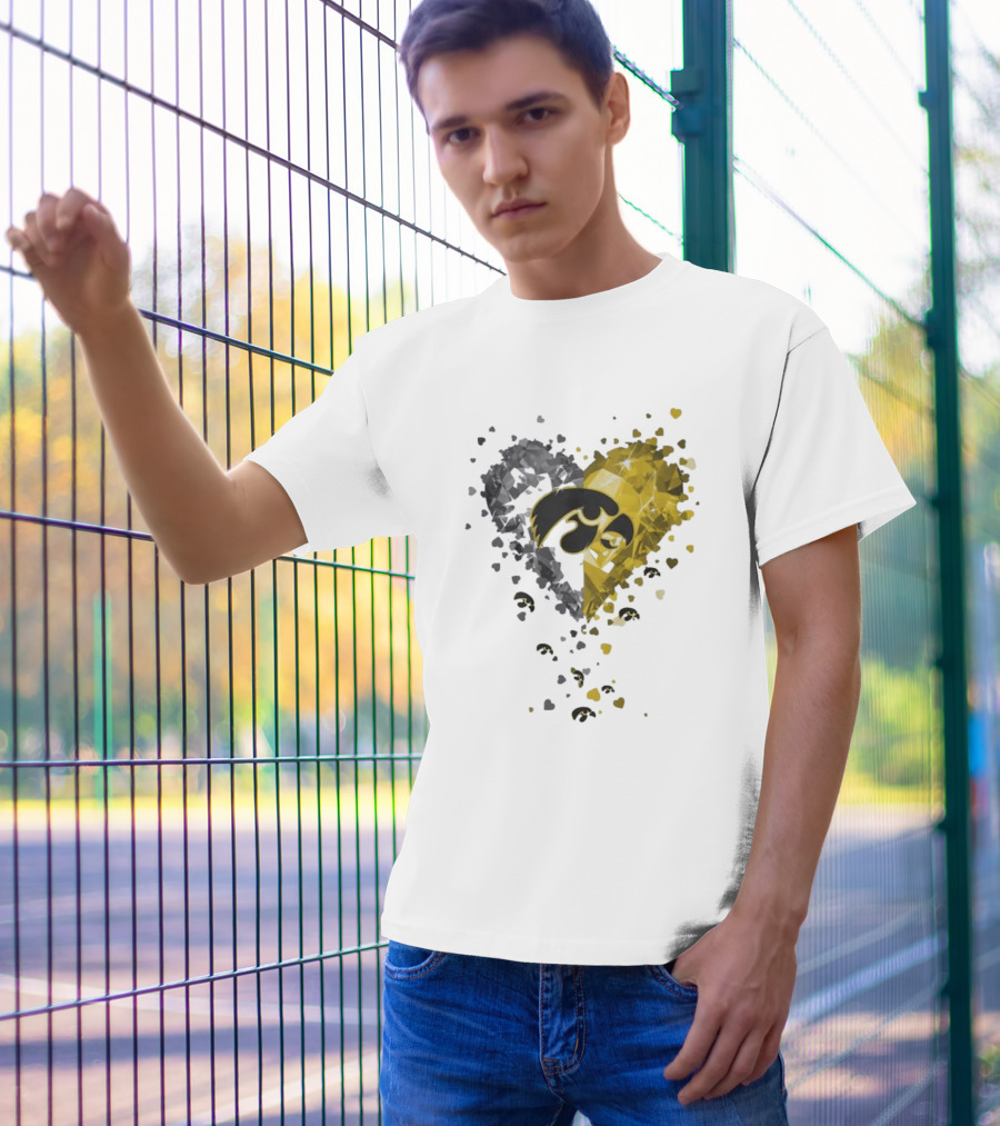 Heart Diamonds Crystal Hawkeyes Iowa Heart T-Shirt