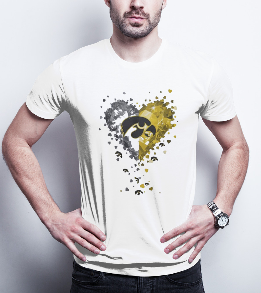 Heart Diamonds Crystal Hawkeyes Iowa Heart T-Shirt