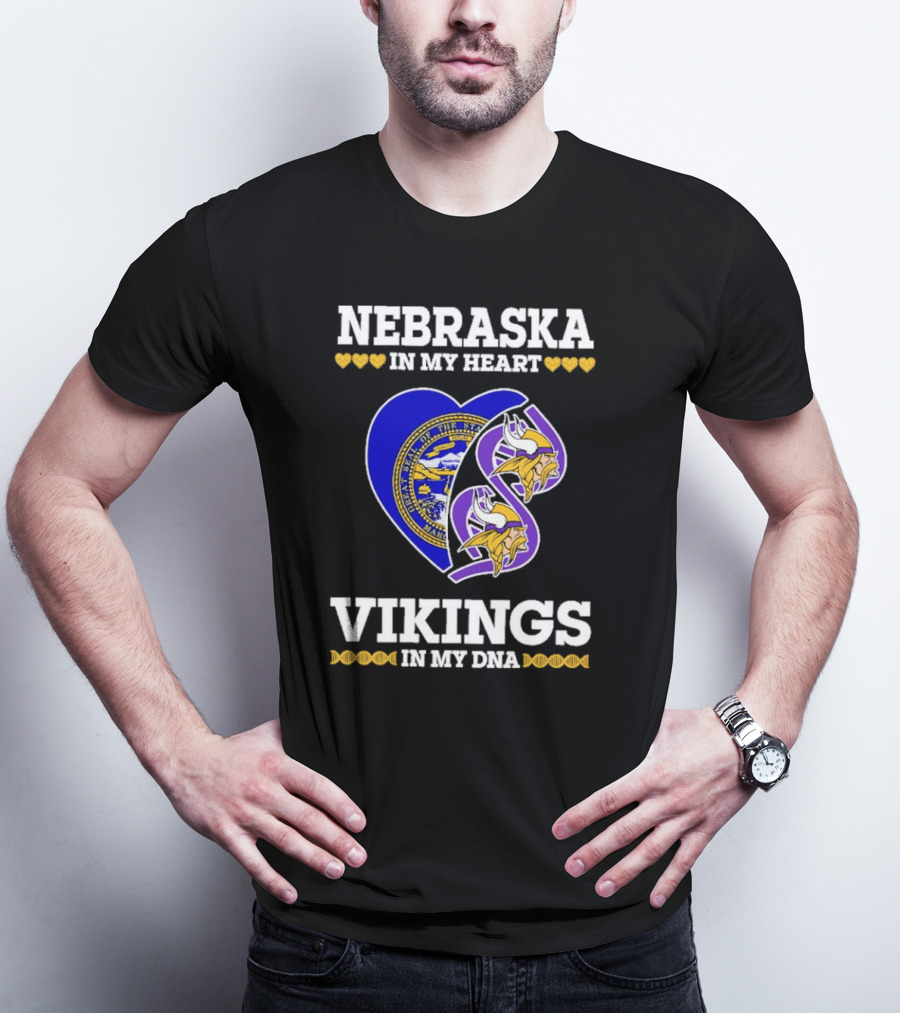 Nebraska In My Heart Vikings In My DNA State Seal Vikings T-Shirt
