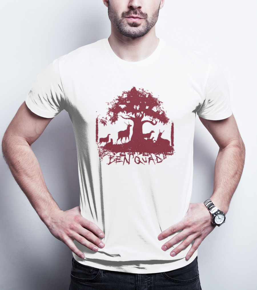 Ben Quad Deer Under Red Tree Natural Pure Noise T-Shirt