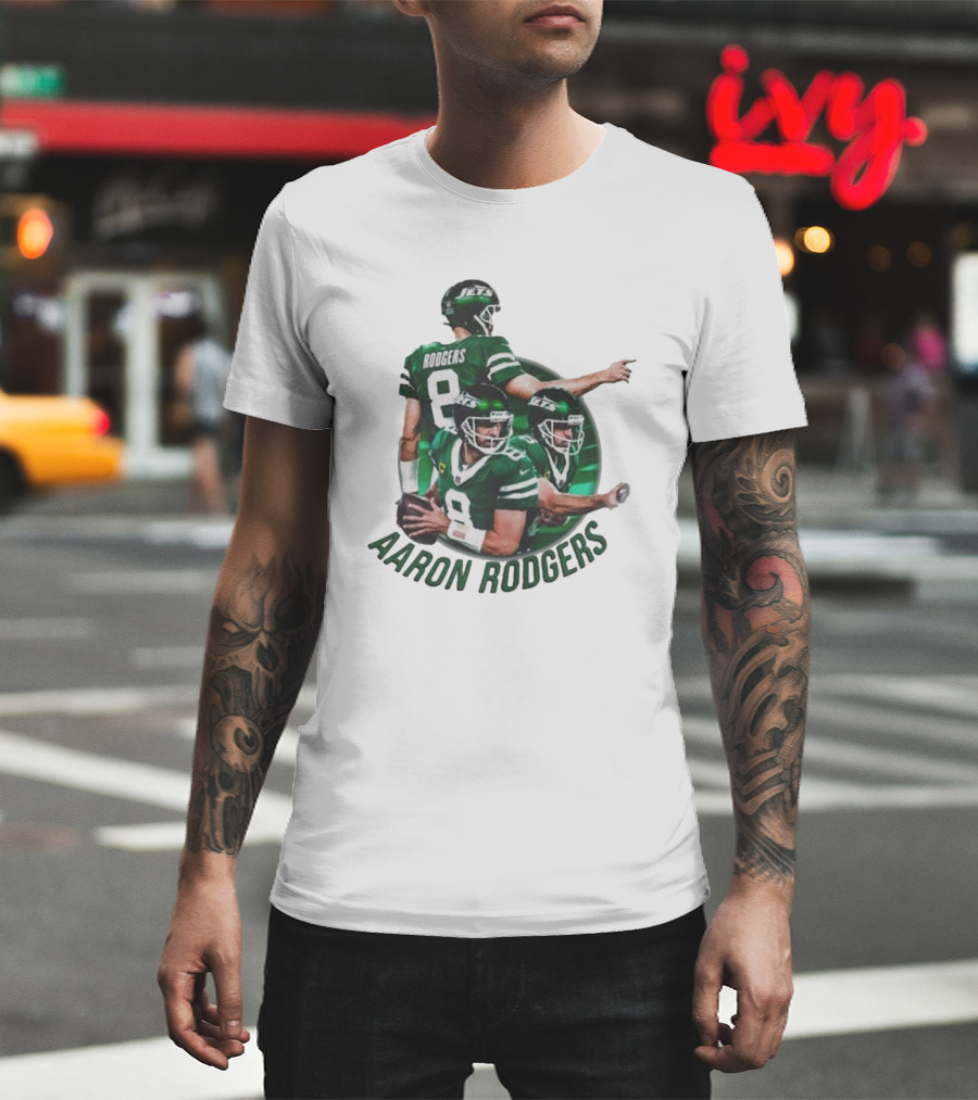 Aaron Rodgers New York Jets NFL Quarterback Number 8 T-Shirt