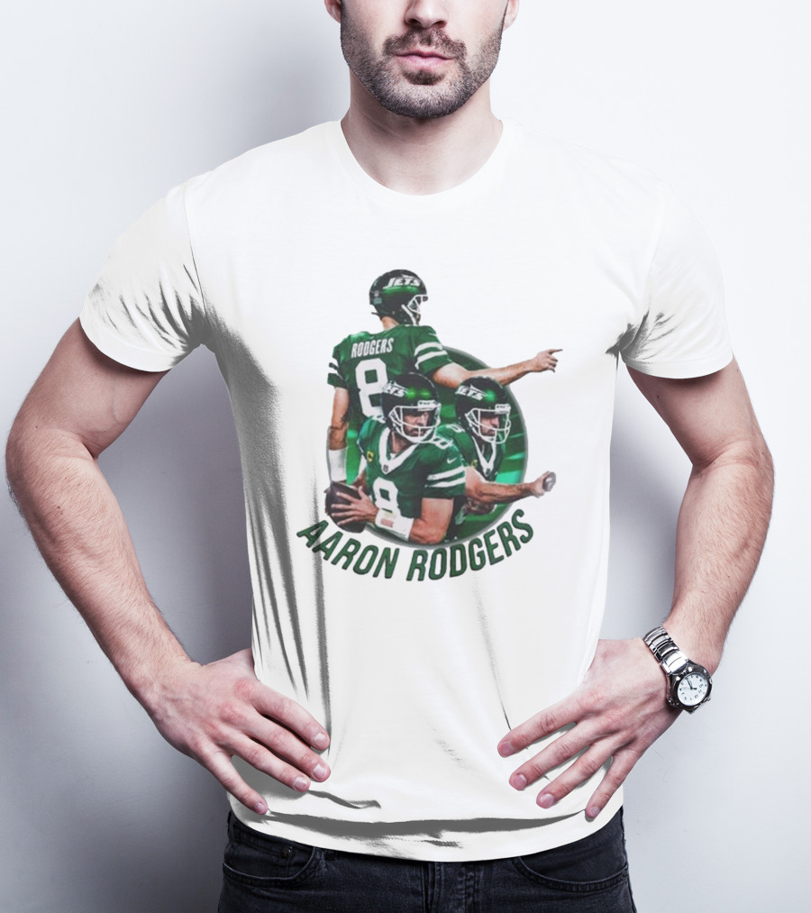 Aaron Rodgers New York Jets NFL Quarterback Number 8 T-Shirt