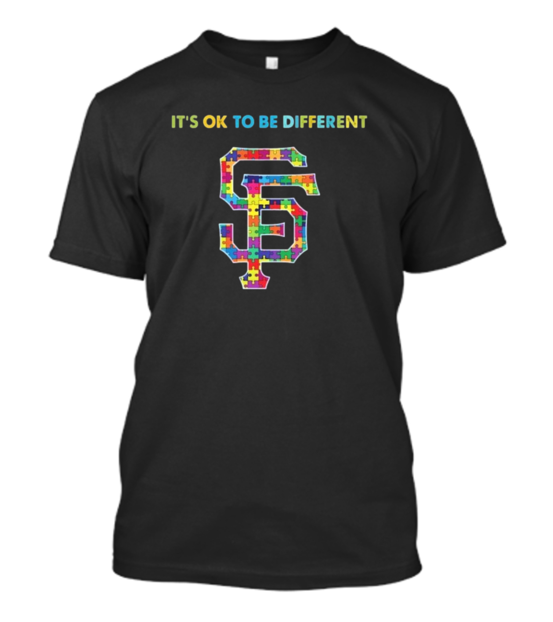 MLB San Francisco Giants It's OK To Be Different Autism Puzzle Pattern T-Shirt