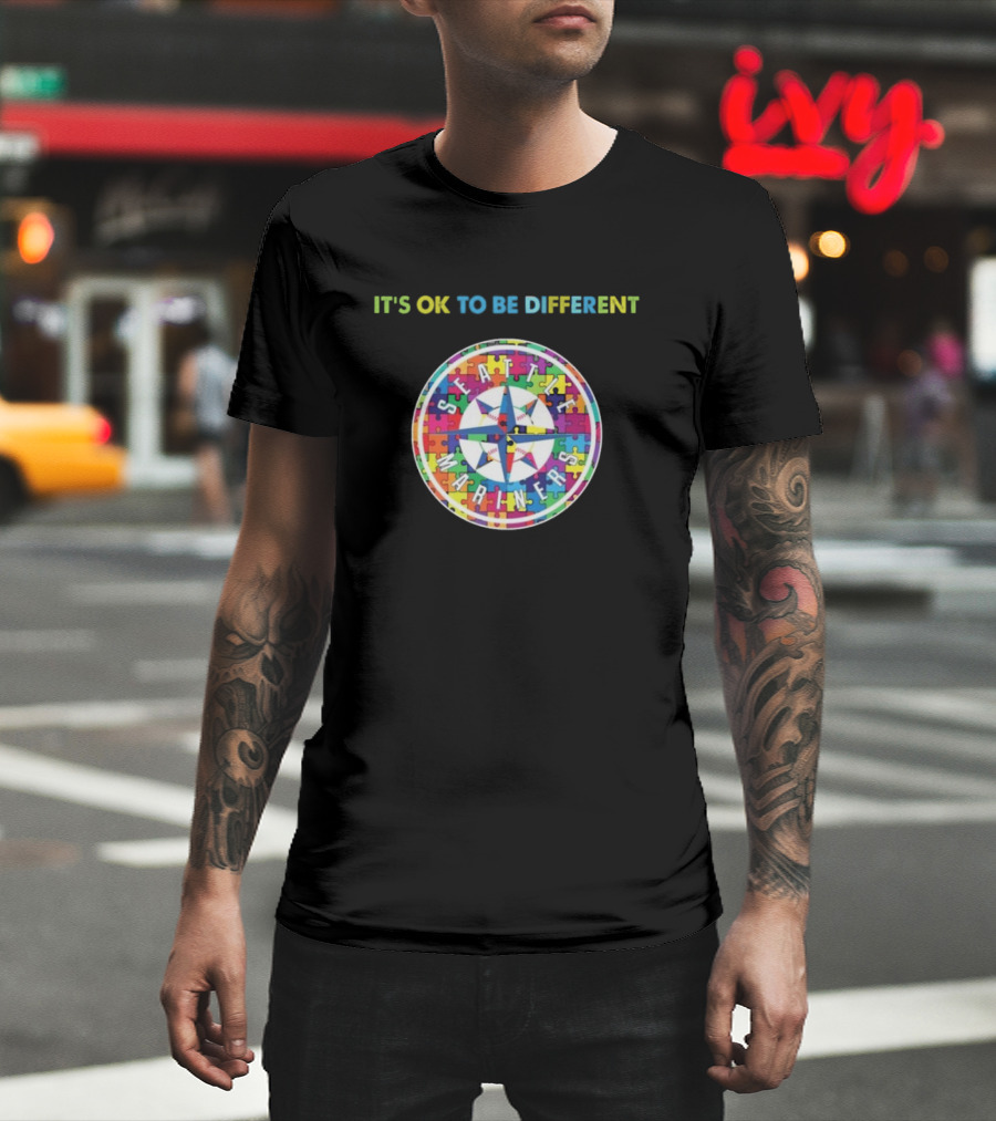 IT'S OK TO BE DIFFERENT Seattle Mariners Autism T-Shirt
