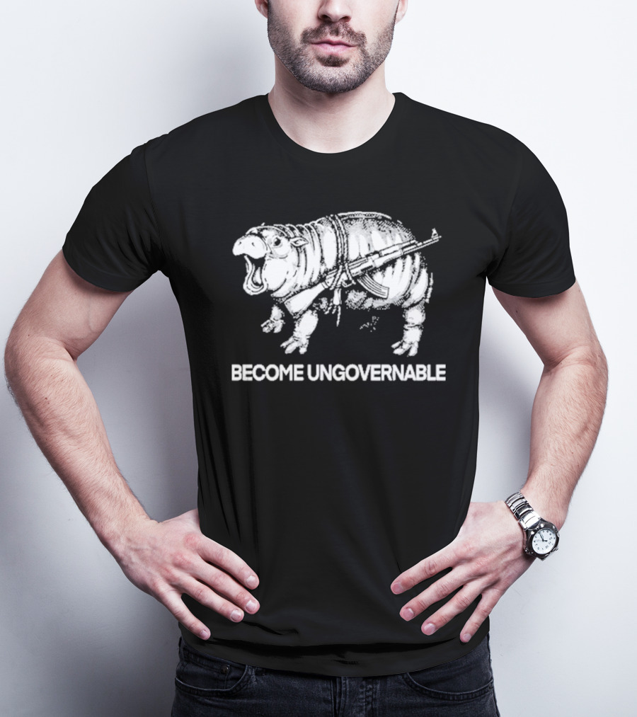 Moo Dang Hippo With Rifle Become Ungovernable T-Shirt