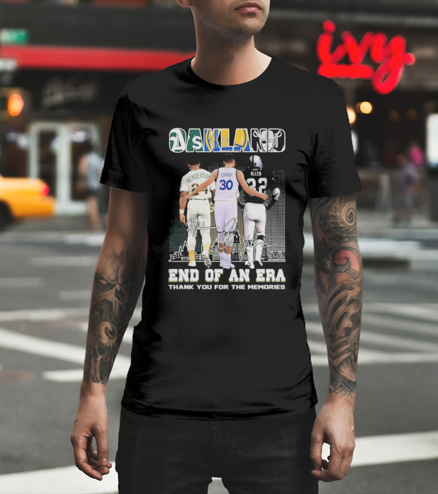 Oakland City End Of An Era Henderson Curry Allen Thank You For The Memories T-Shirt