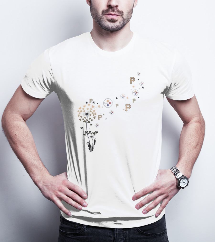 Pittsburgh Sports Teams Icons With Floral Dandelion Elements T-Shirt