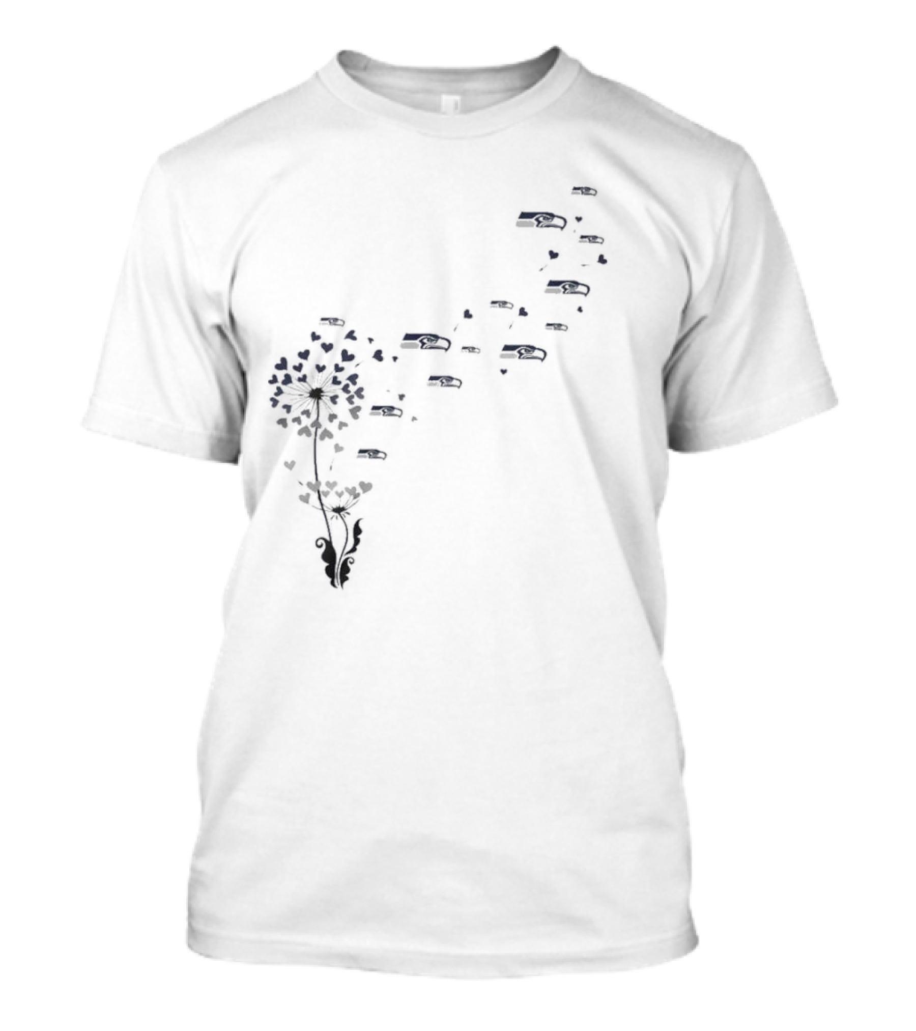 Seattle Seahawks Dandelion With Floral Elements And Team T-Shirt