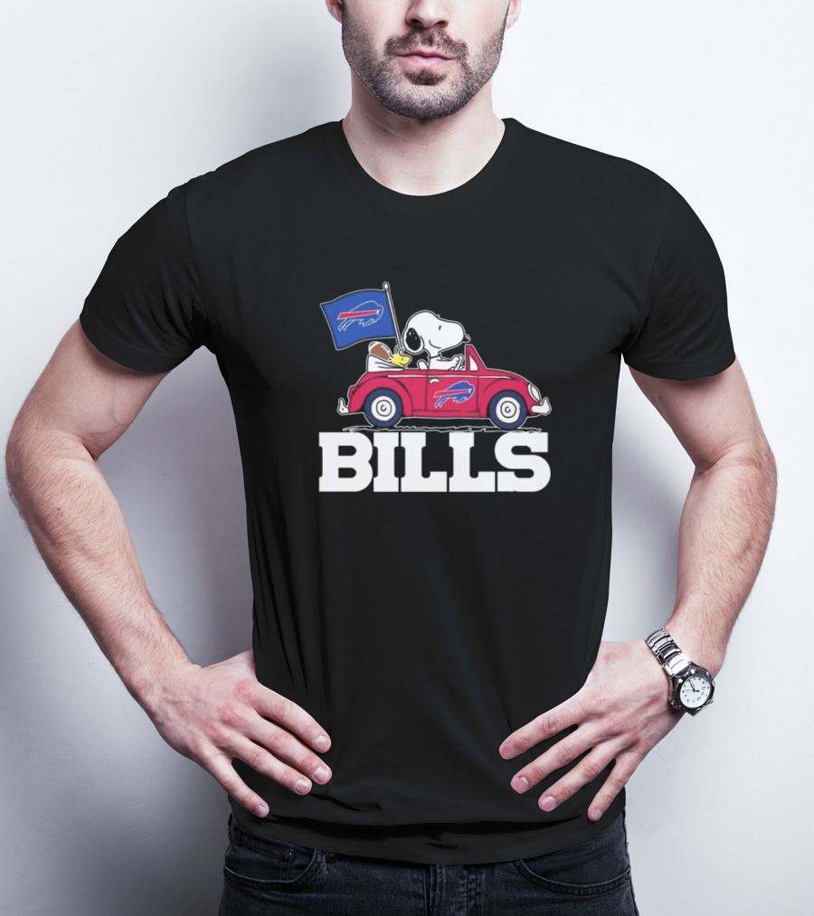 Snoopy Woodstock Driving Car Buffalo Bills T-Shirt