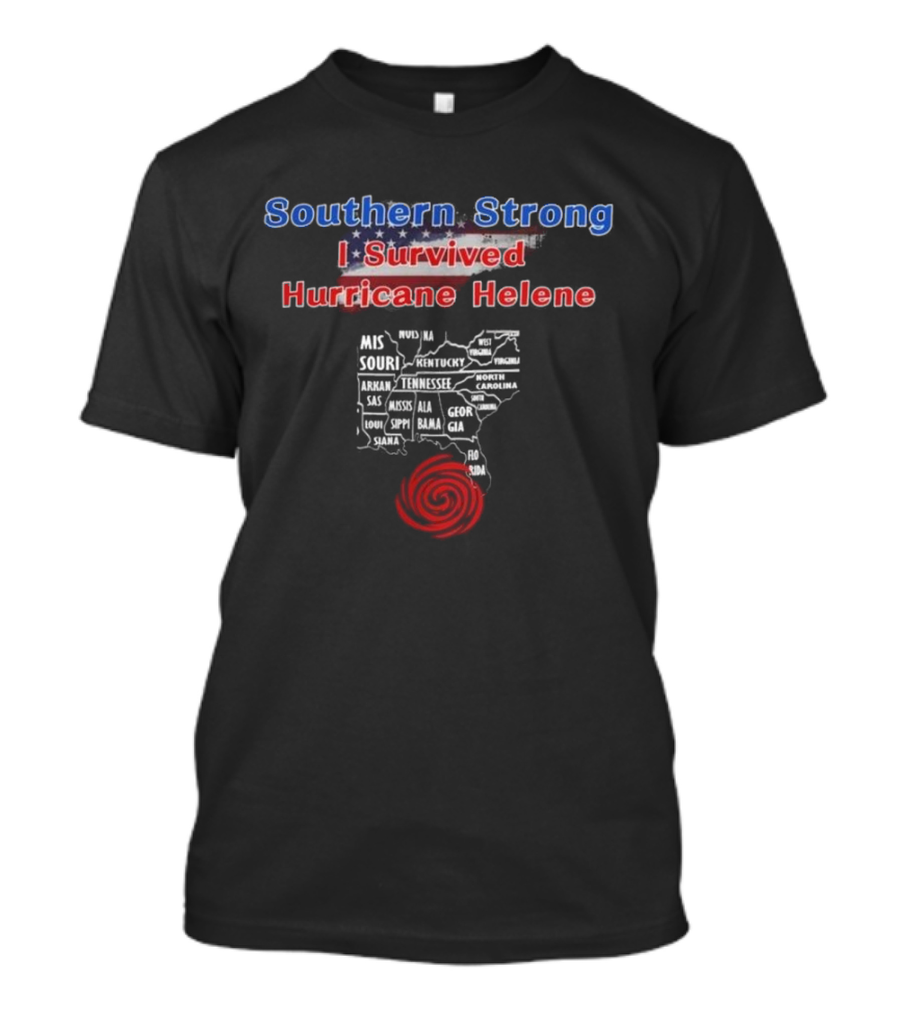 Southern Strong I Survived Hurricane Helene American Map Red Spiral Southeast States T-Shirt