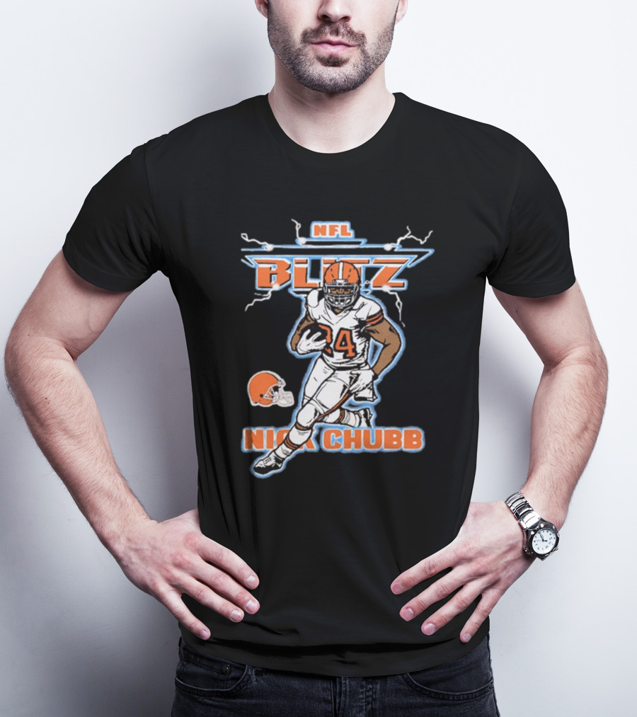 Nick Chubb Cleveland Browns NFL Blitz 24 Lightning T-Shirt