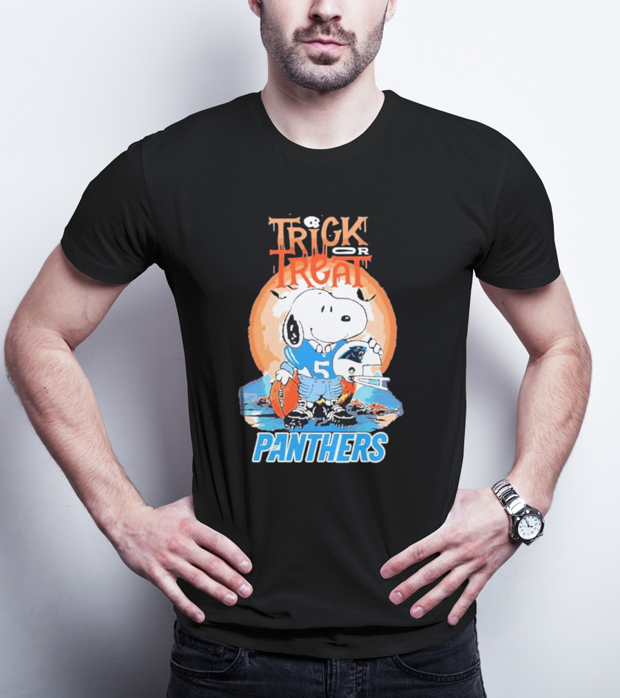 Trick Or Treat Snoopy Panthers Carolina NFL Inspired T-Shirt