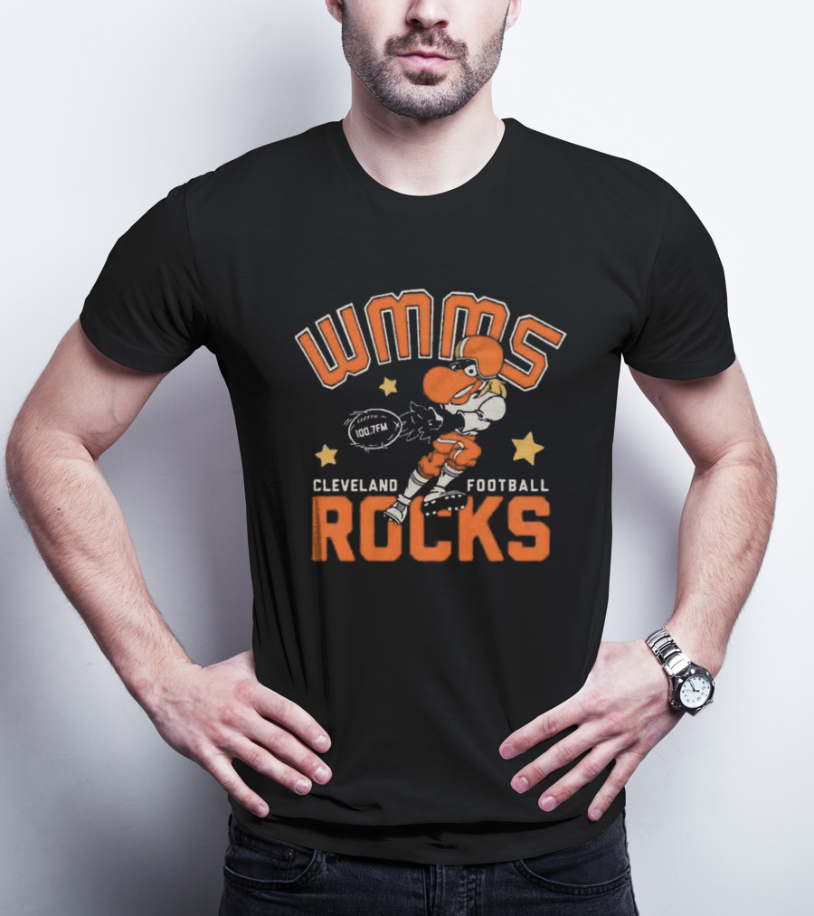 WMMS 100.7FM Cleveland Football Rocks Mascot T-Shirt