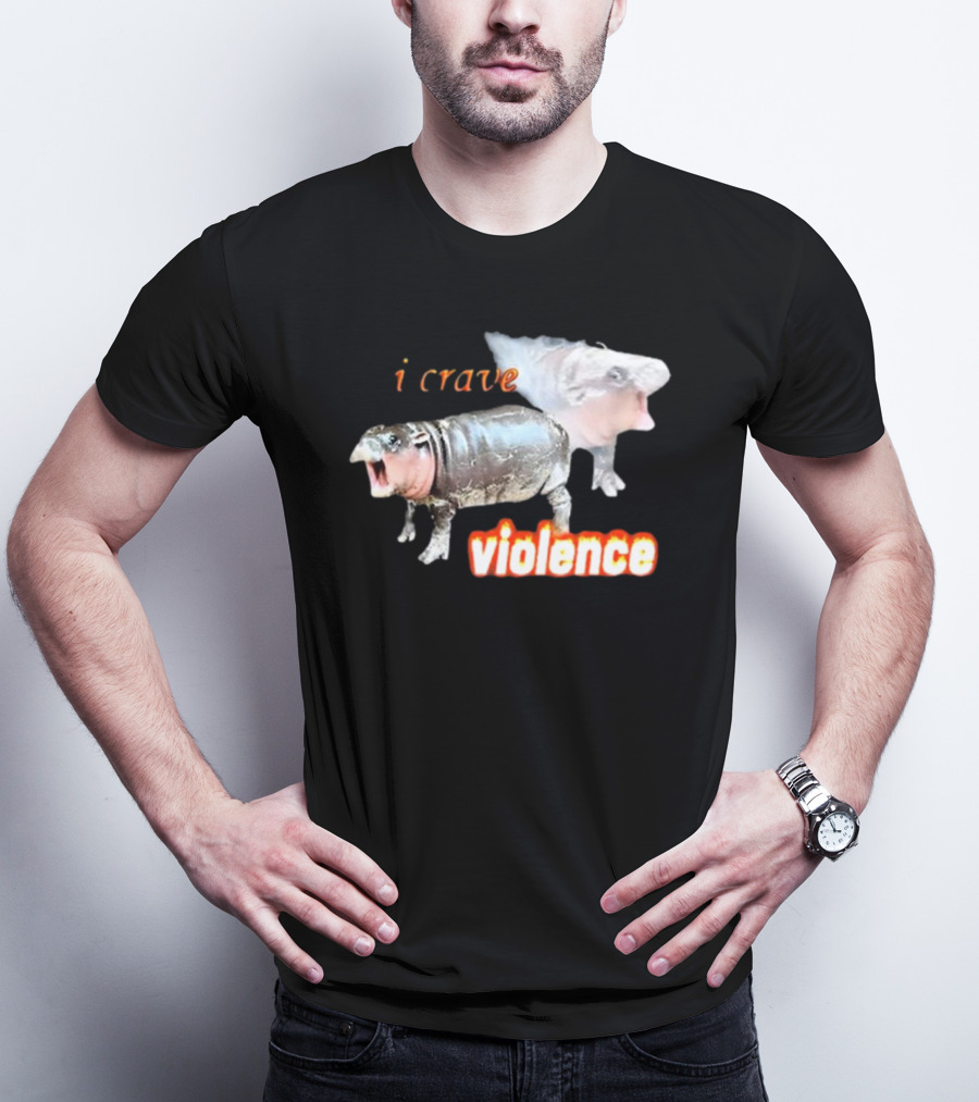 Snazzyseagull I Crave Violence Moo Deng Animal Hybrid Creatures T-Shirt