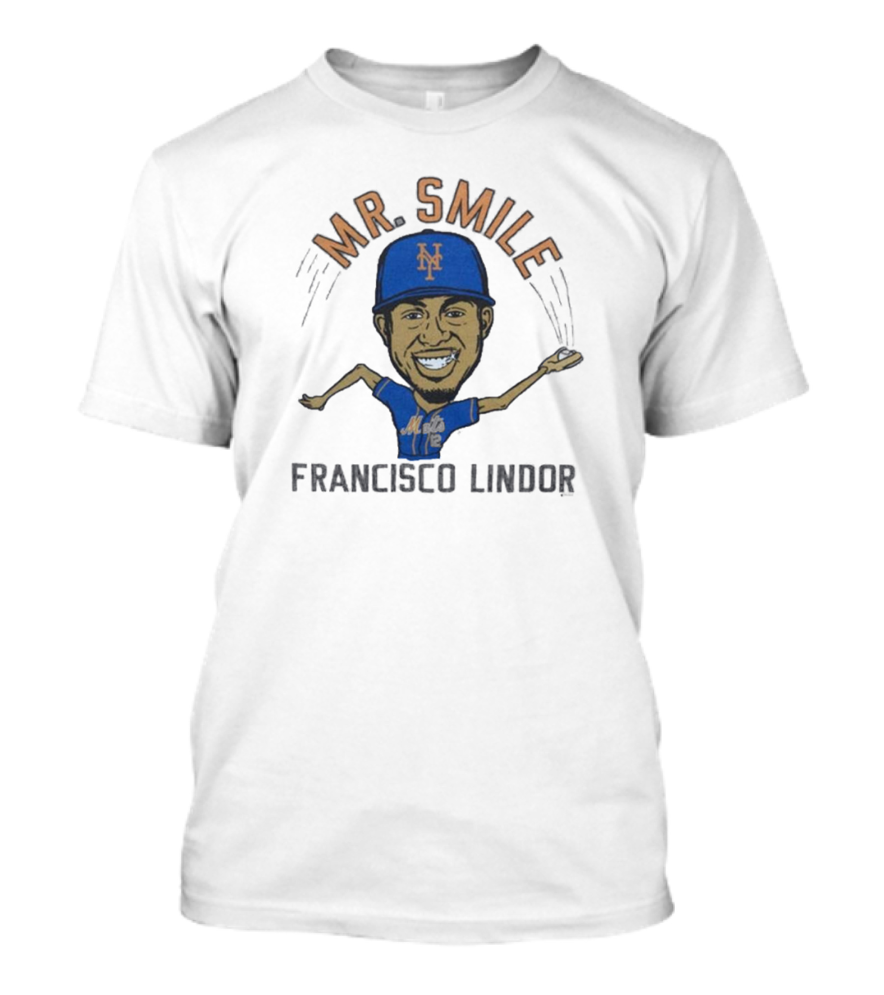 Mr. Smile New York Mets Francisco Lindor Caricature T-Shirt