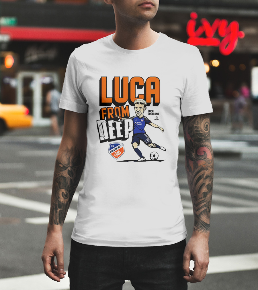 Luca Orellano FC Cincinnati From Deep Soccer Player Action Image T-Shirt
