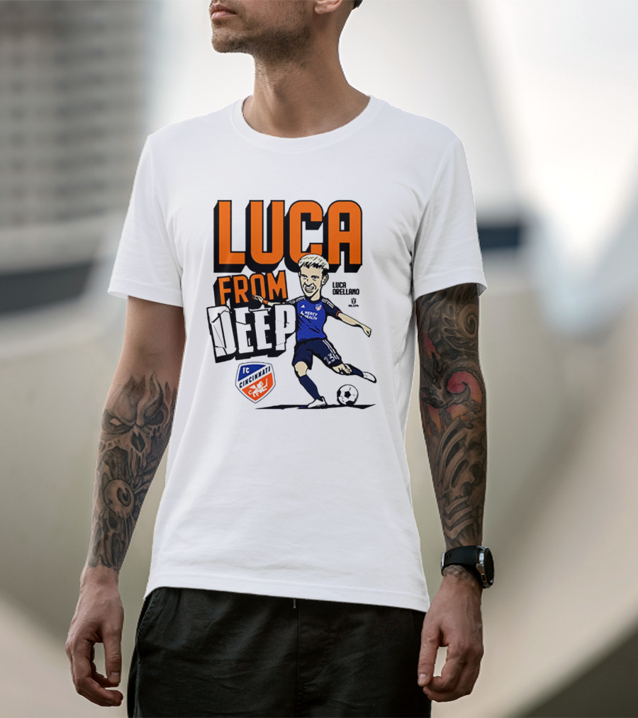Luca Orellano FC Cincinnati From Deep Soccer Player Action Image T-Shirt