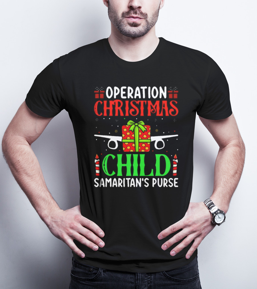 Operation Christmas Child Samaritan's Purse Airplane Gift Box Candles T-Shirt