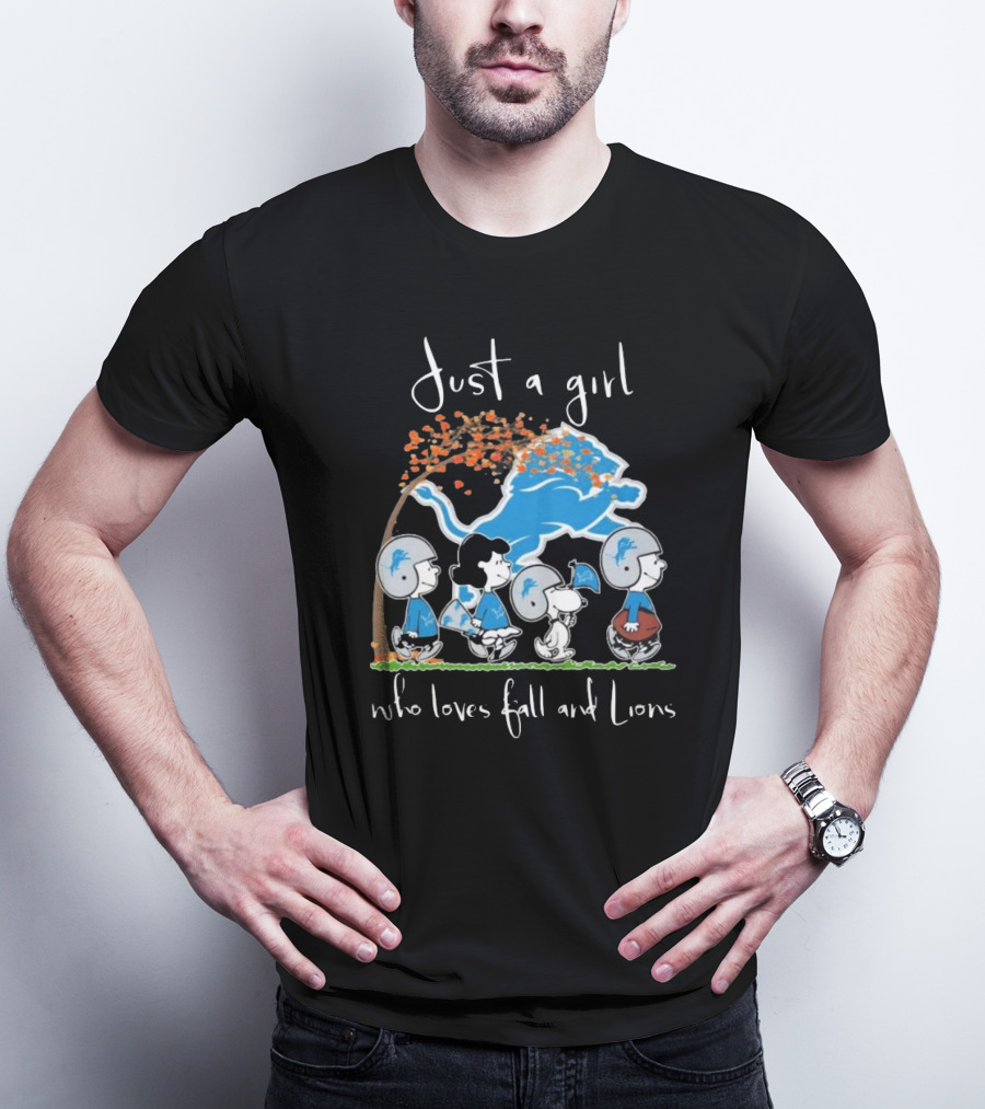 Just A Girl Who Loves Fall And Lions Peanuts Characters T-Shirt