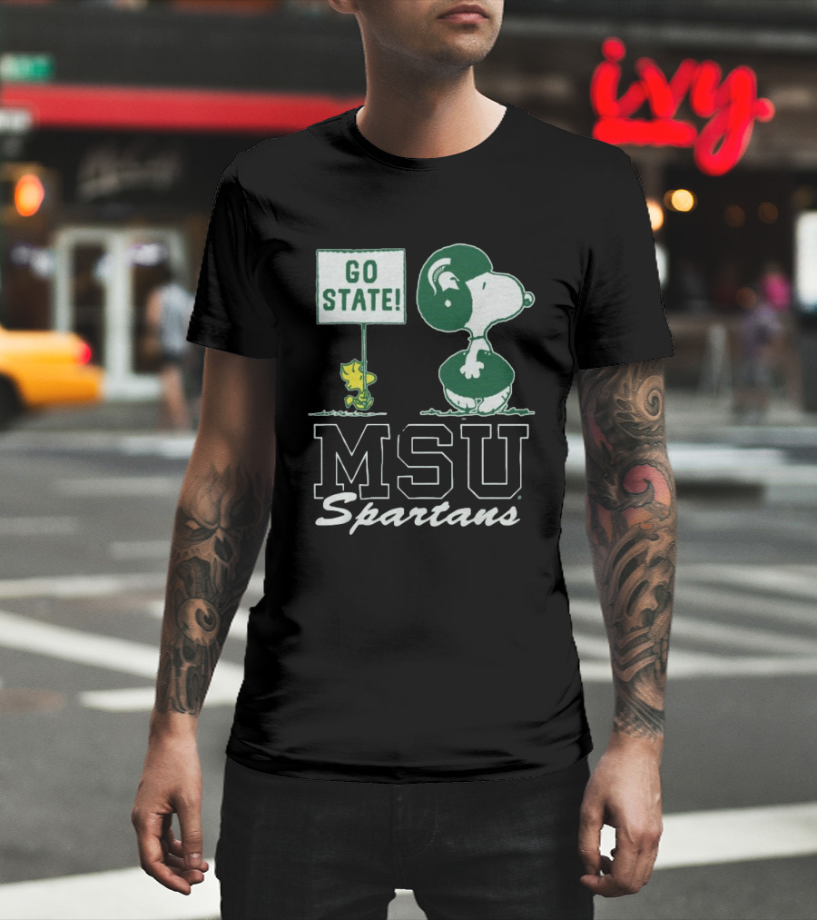 Peanuts Snoopy Woodstock MSU Spartans Go State T-Shirt