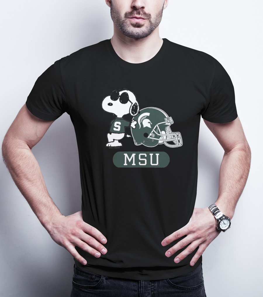 Peanuts Snoopy Joe Cool MSU Michigan State Spartans Football T-Shirt