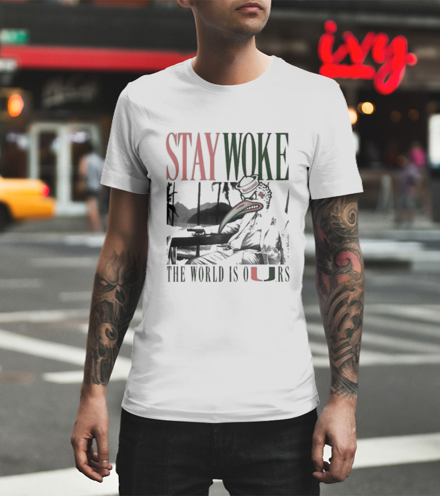 Stay Woke The World Is Ours Miami Hurricanes Vintage T-Shirt
