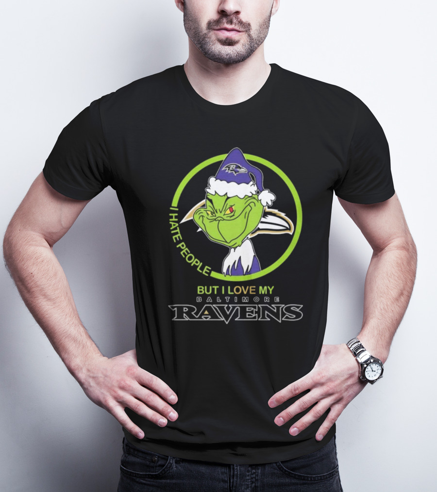Grinch I Hate People Love My Baltimore Ravens T-Shirt