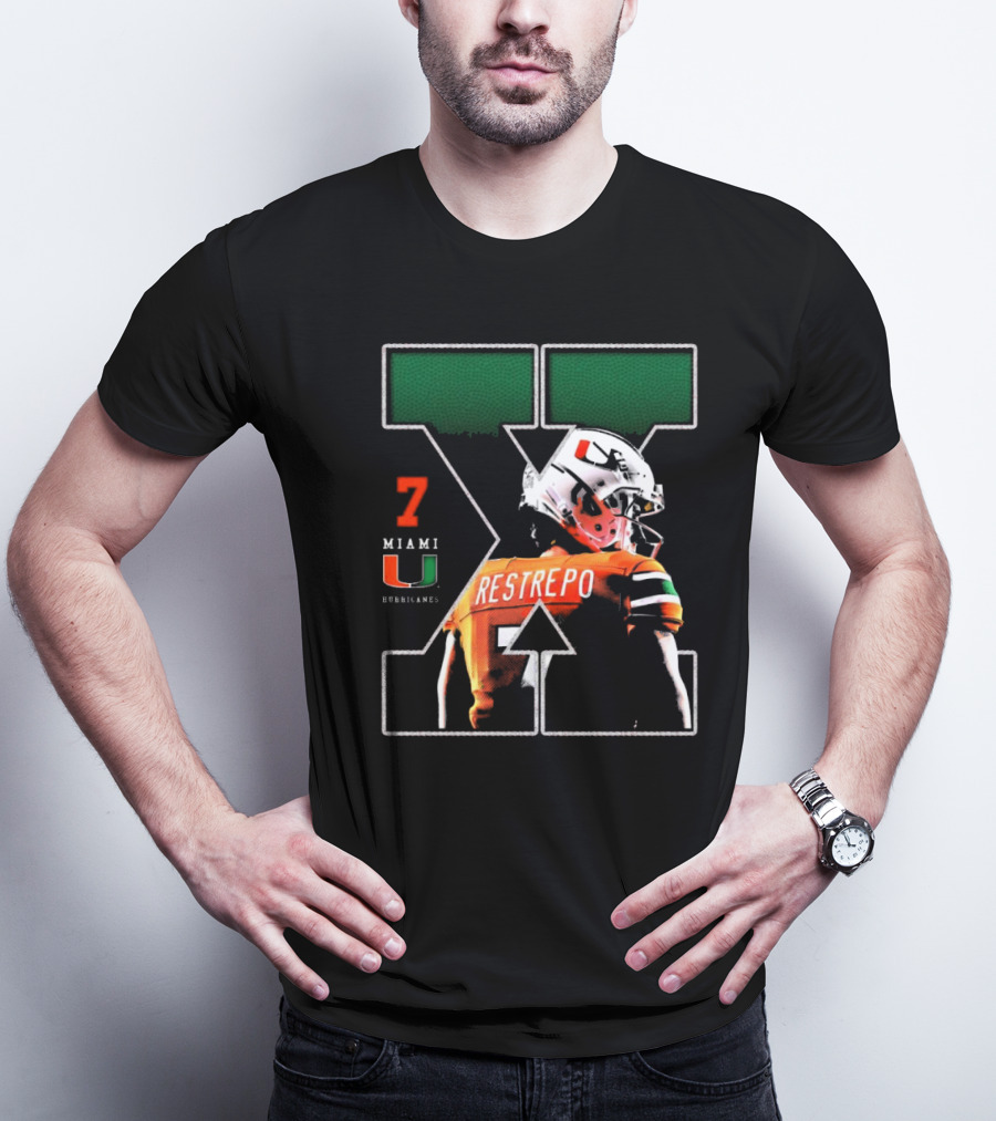 Xavier Restrepo 7 Miami Hurricanes Football Game Day NCAA T-Shirt