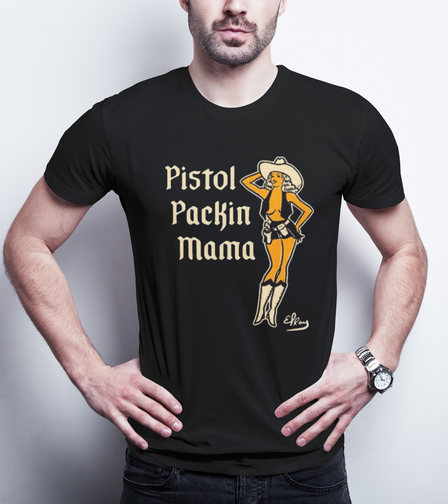 Elrayartist Pistol Packin’ Mama Vintage Cowgirl T-Shirt