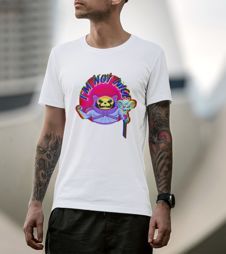 I'm Not Nice Glitch Skull Staff Villain T-Shirt