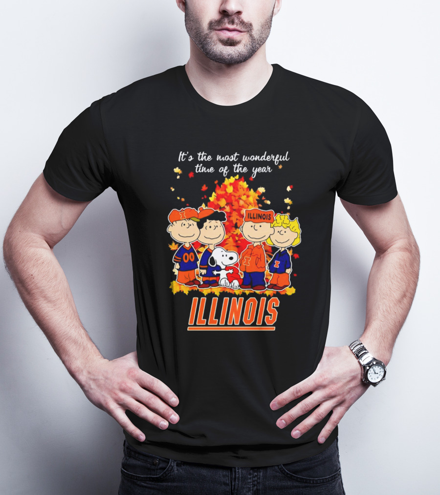 Peanuts Illinois Fall It's The Most Wonderful Time Of The Year Charlie Brown Snoopy Autumn Leaves T-Shirt