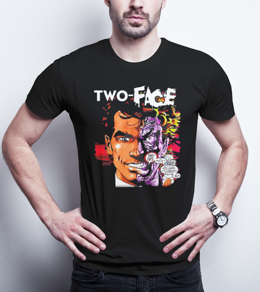 TWO-FACE DC Comics Character Split Face Villain Text Bubble T-Shirt