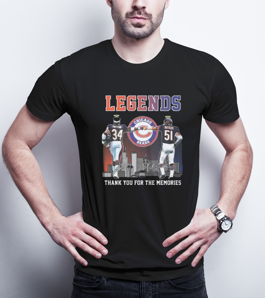 LEGENDS Chicago Bears Payton Butkus Thank You For The Memories Signatures T-Shirt