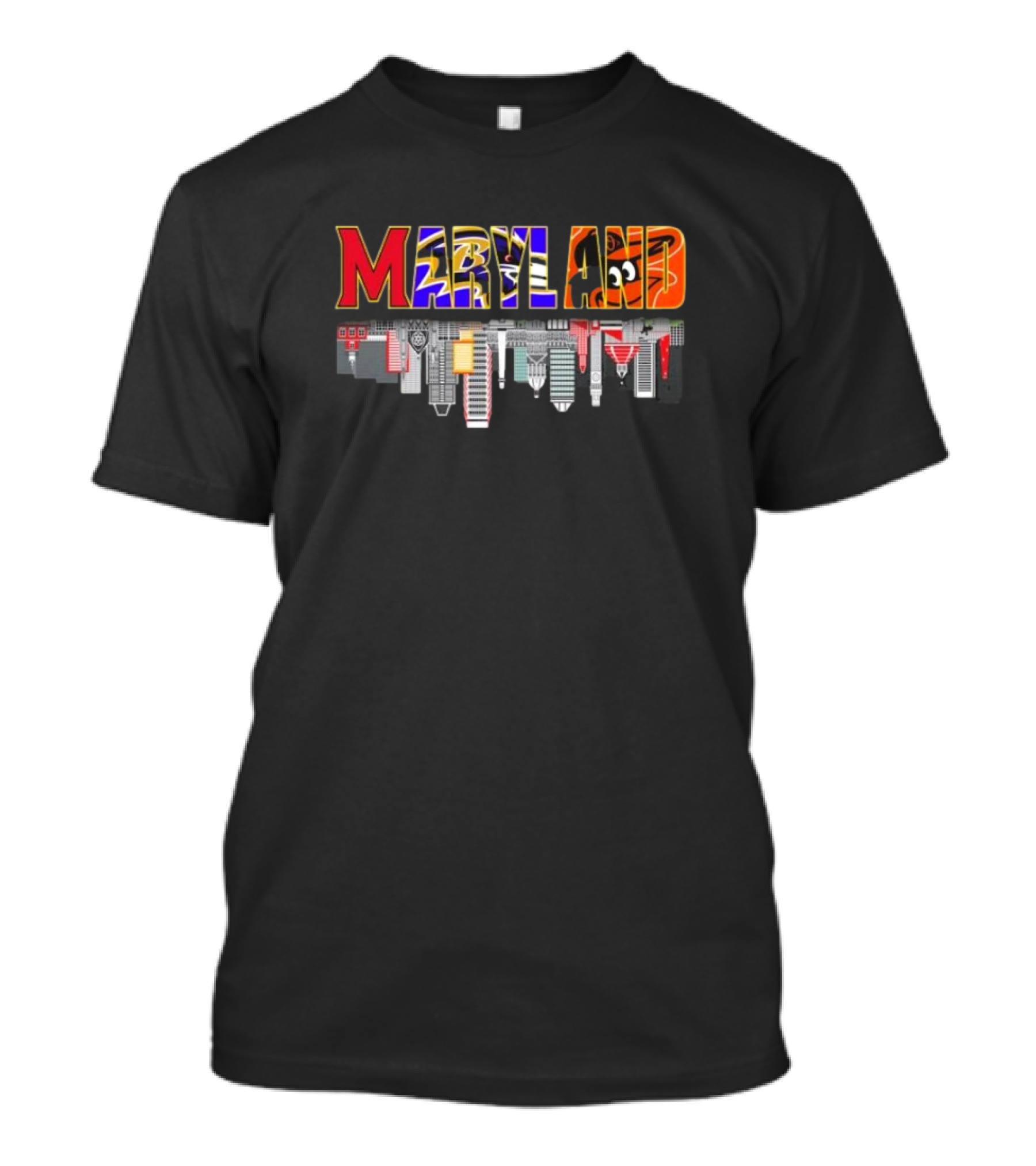 Maryland Skyline Baltimore Orioles Ravens Washington Commanders T-Shirt