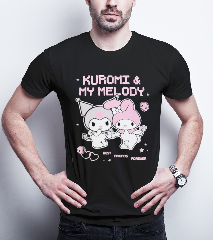 Kuromi And My Melody Best Friends Forever Skull Cute And Heart T-Shirt