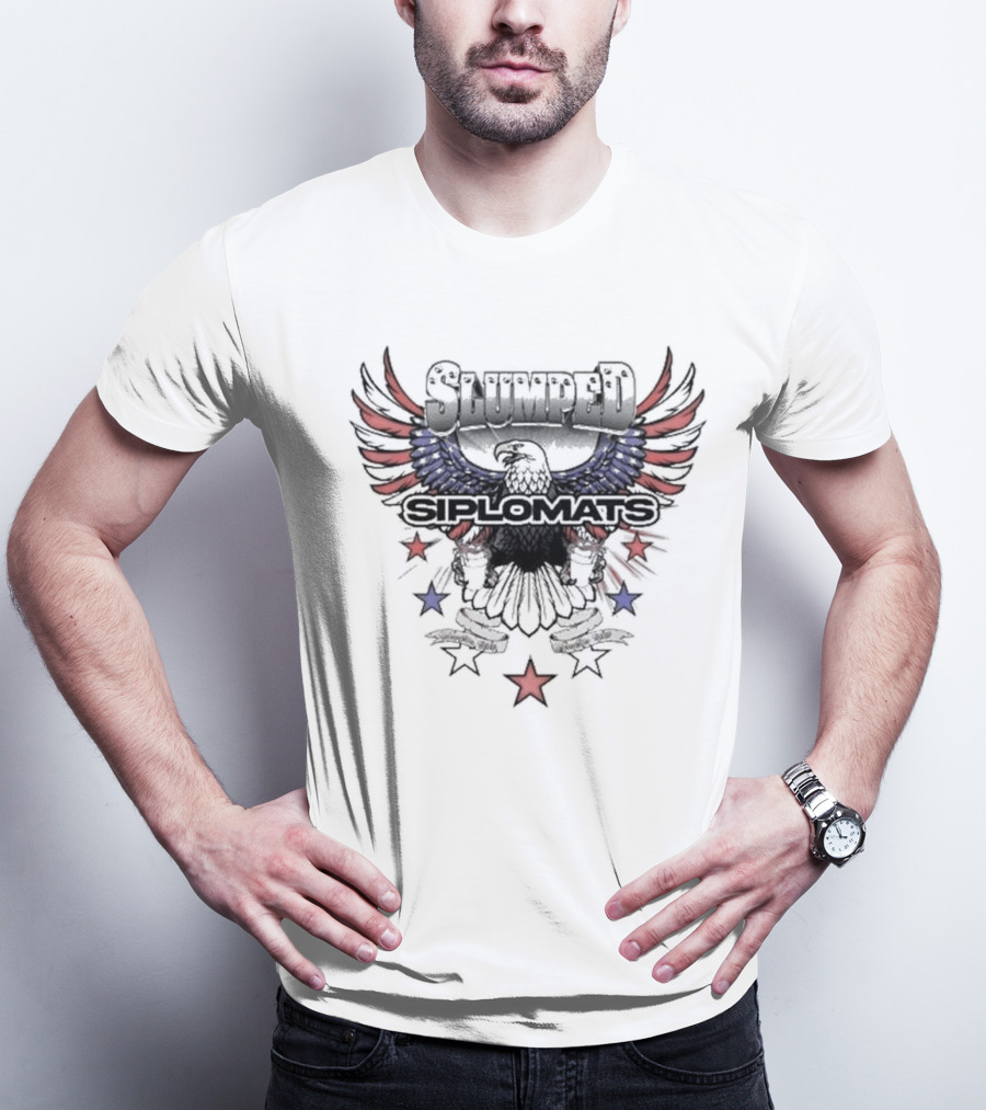 Slumped Siplomats Eagle Wings Red Blue Stars T-Shirt