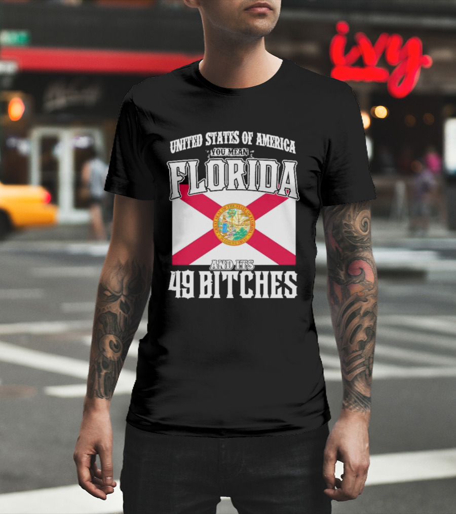 United States Of America You Mean Florida And Its 49 Bitches Flag T-Shirt