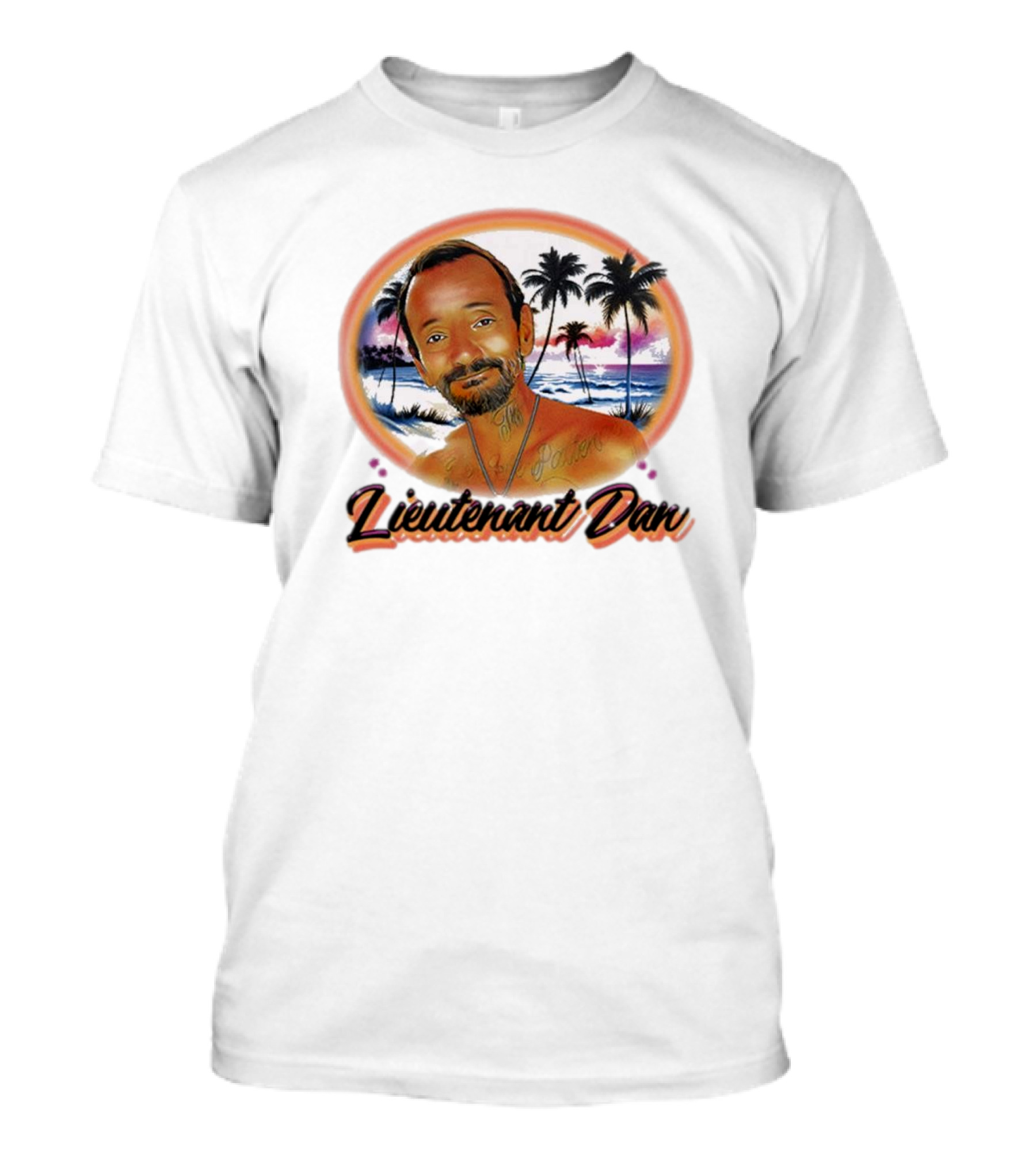 Lieutenant Dan Sunset Beach Airbrush T-Shirt
