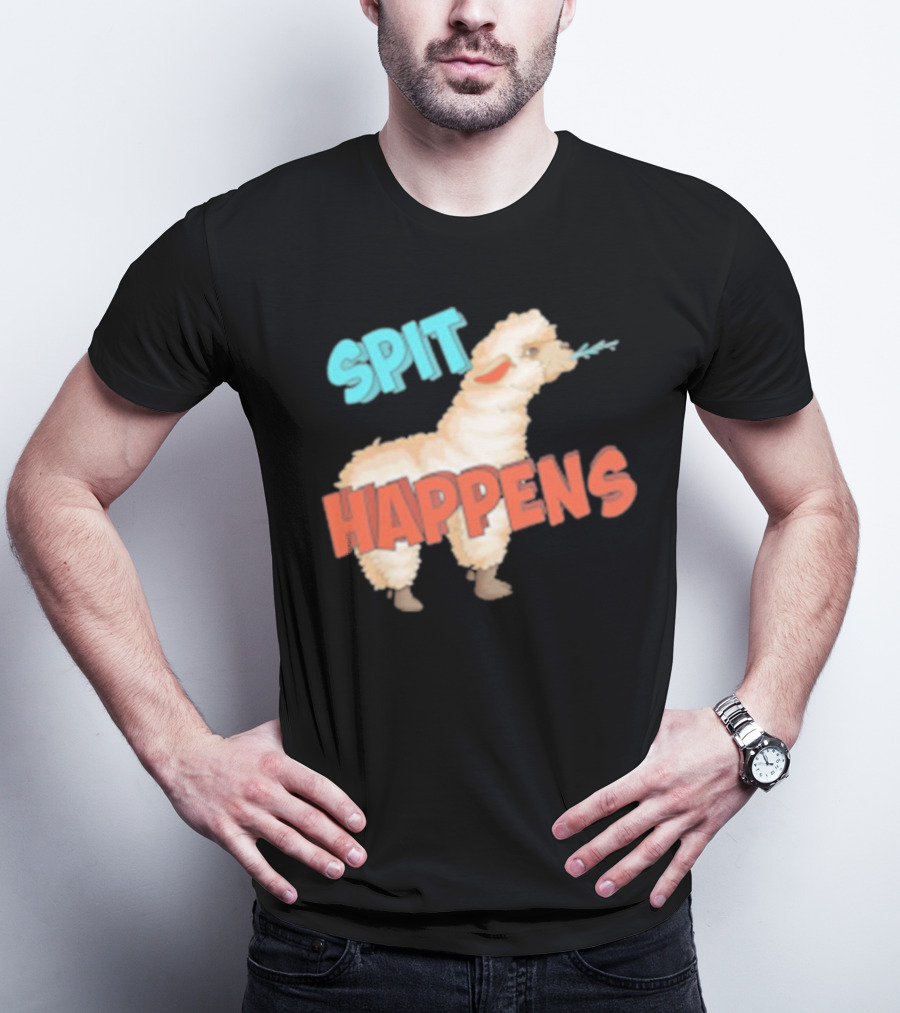 Spit Happens Llama Alpaca Chewing T-Shirt