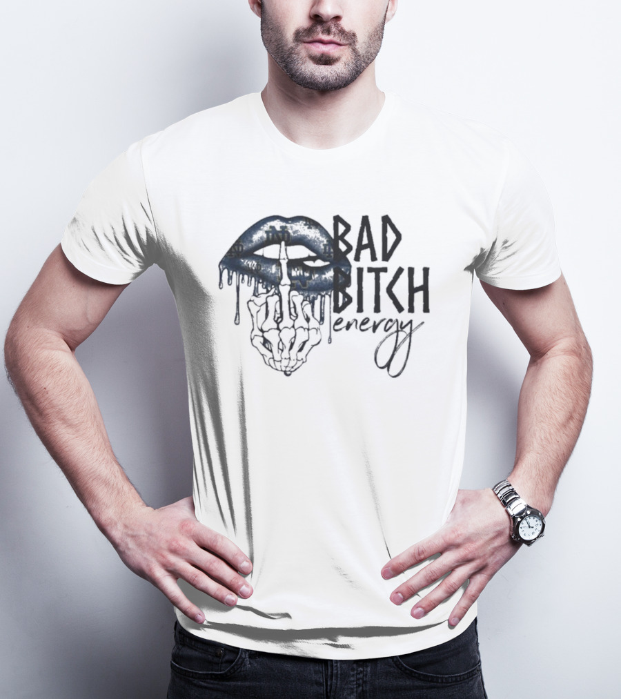 Kissing Middle Finger Skeleton Bad Bitch Energy T-Shirt