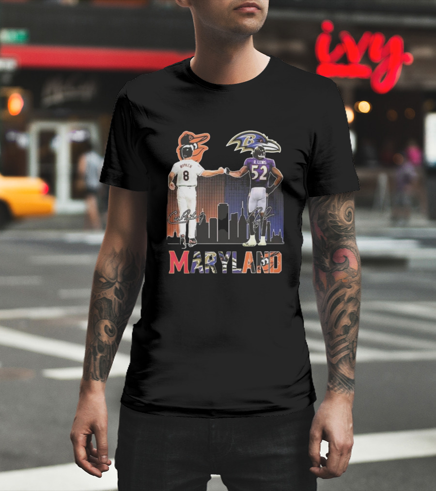 Orioles Ripken Ravens Lewis Maryland Icons And Signatures T-Shirt