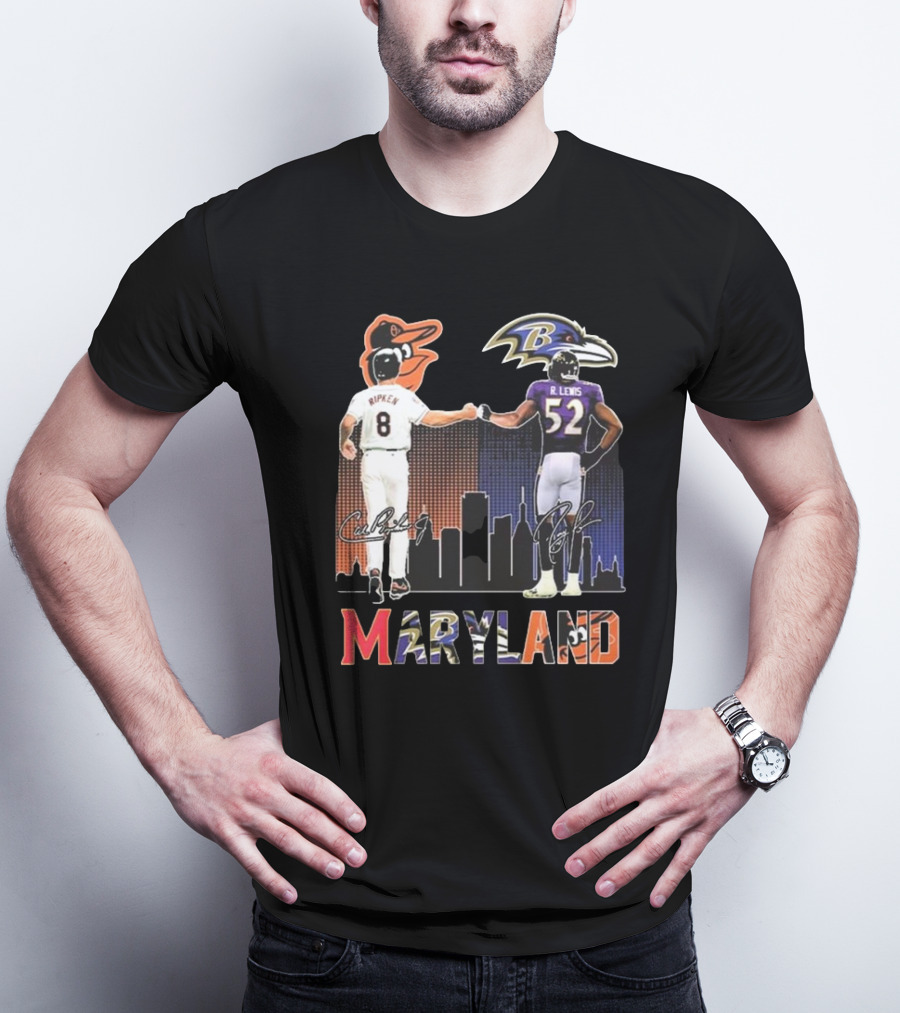 Orioles Ripken Ravens Lewis Maryland Icons And Signatures T-Shirt