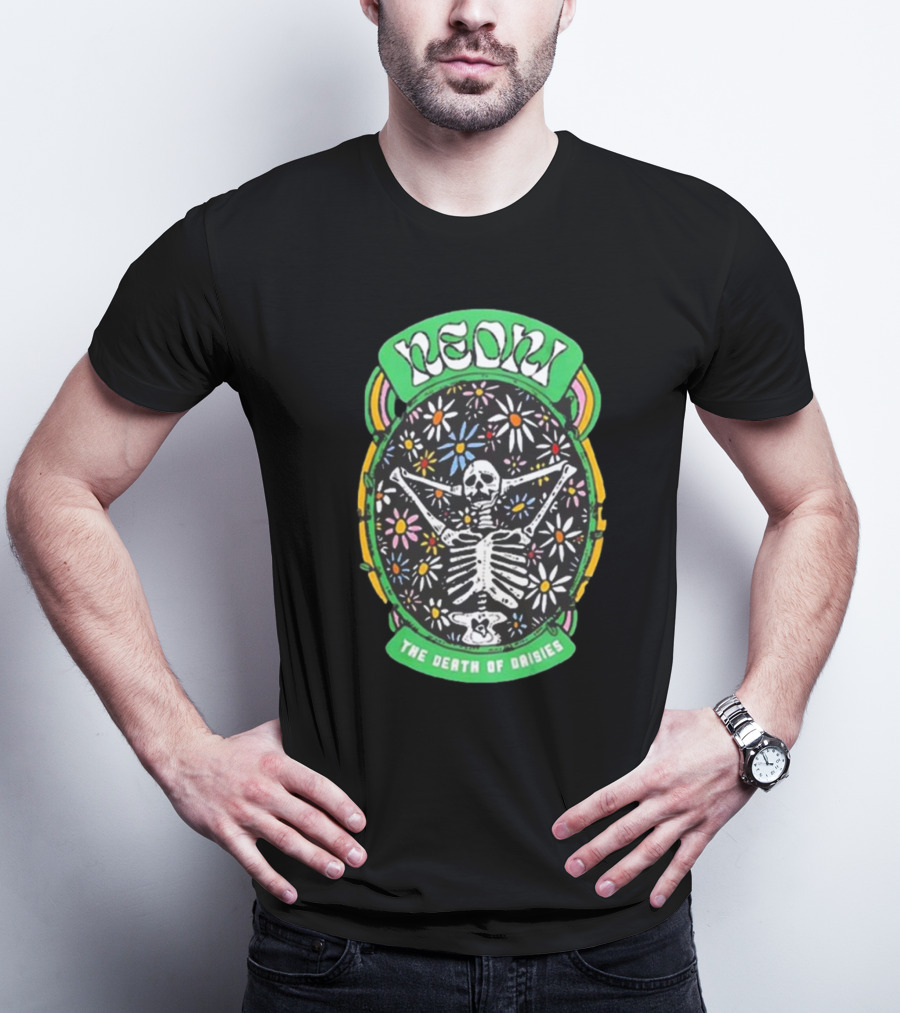 Neon The Death Of Daisies Skeleton Floral T-Shirt
