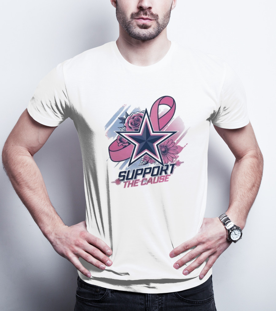 Breast Cancer Awareness X Dallas Cowboys Support The Cause T-Shirt