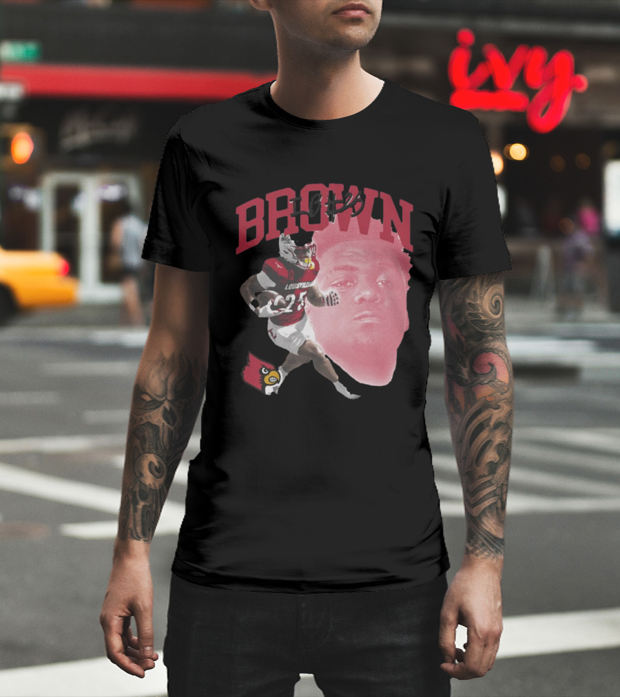 Brown IB #25 Louisville Cardinals Football Player T-Shirt