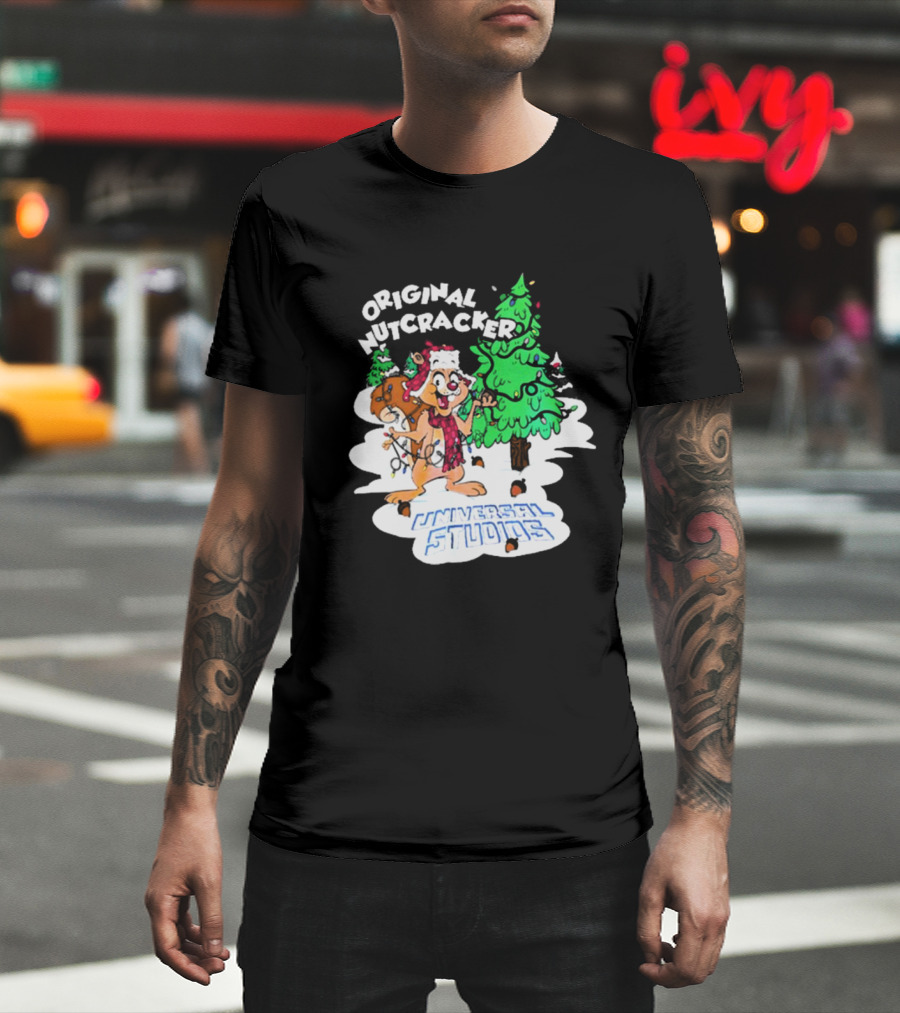 Original Nutcracker Earl The Squirrel Universal Studios Winter Scene T-Shirt