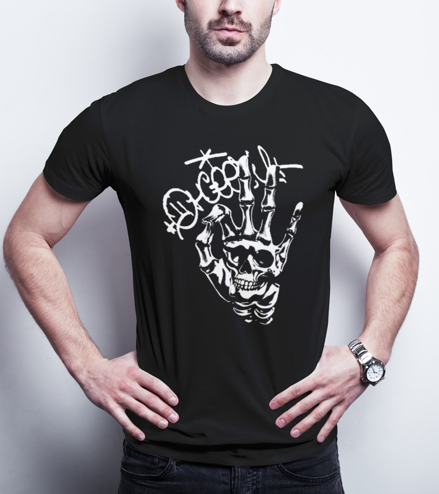 Ohgeesy Geezyworld Skeleton Hand And Skull T-Shirt