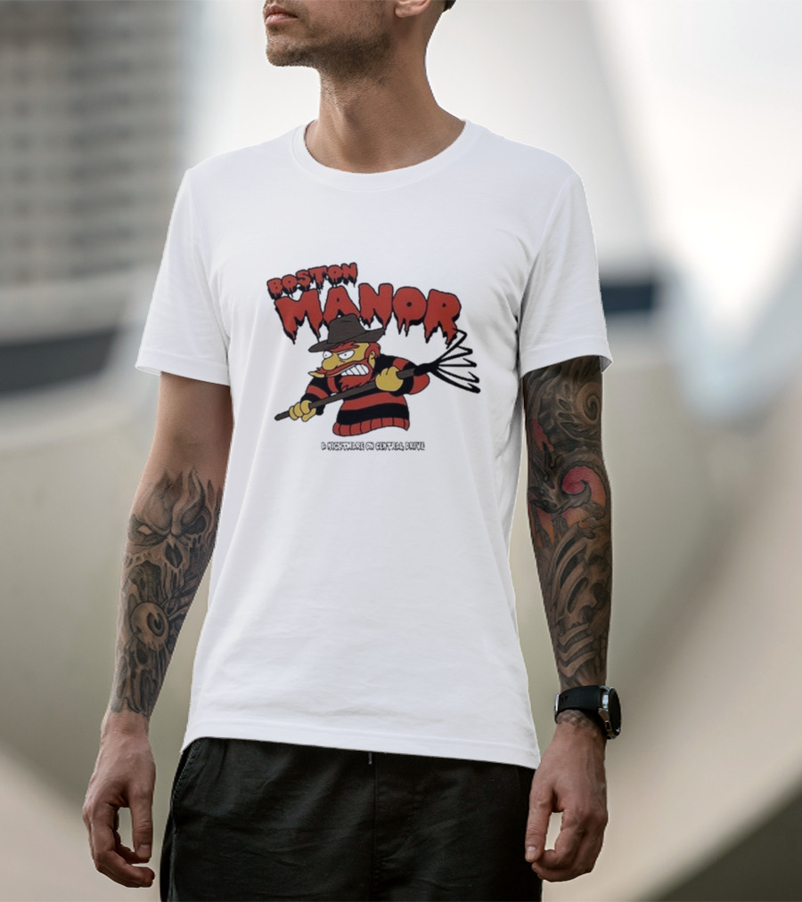 Boston Manor Horror Character A Nightmare On Central Drive T-Shirt