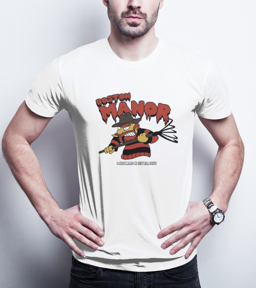 Boston Manor Horror Character A Nightmare On Central Drive T-Shirt