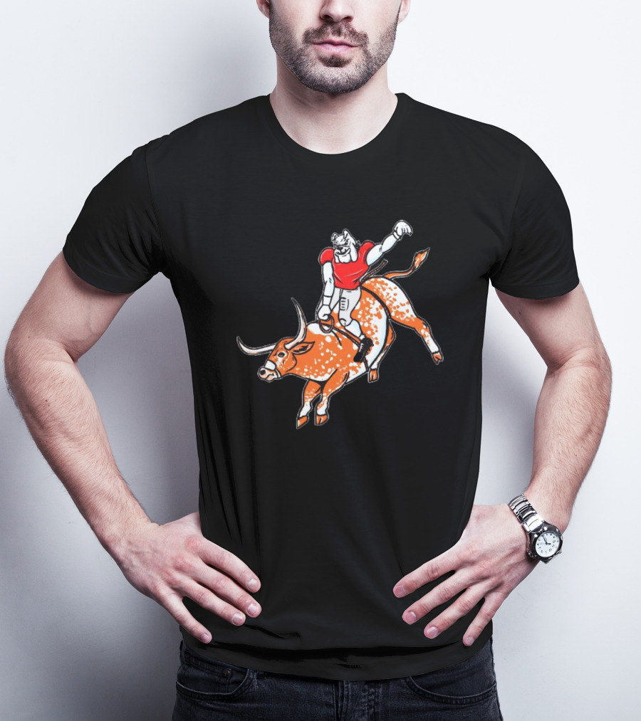 Georgia Bulldogs Riding Texas Longhorns Horns Down T-Shirt